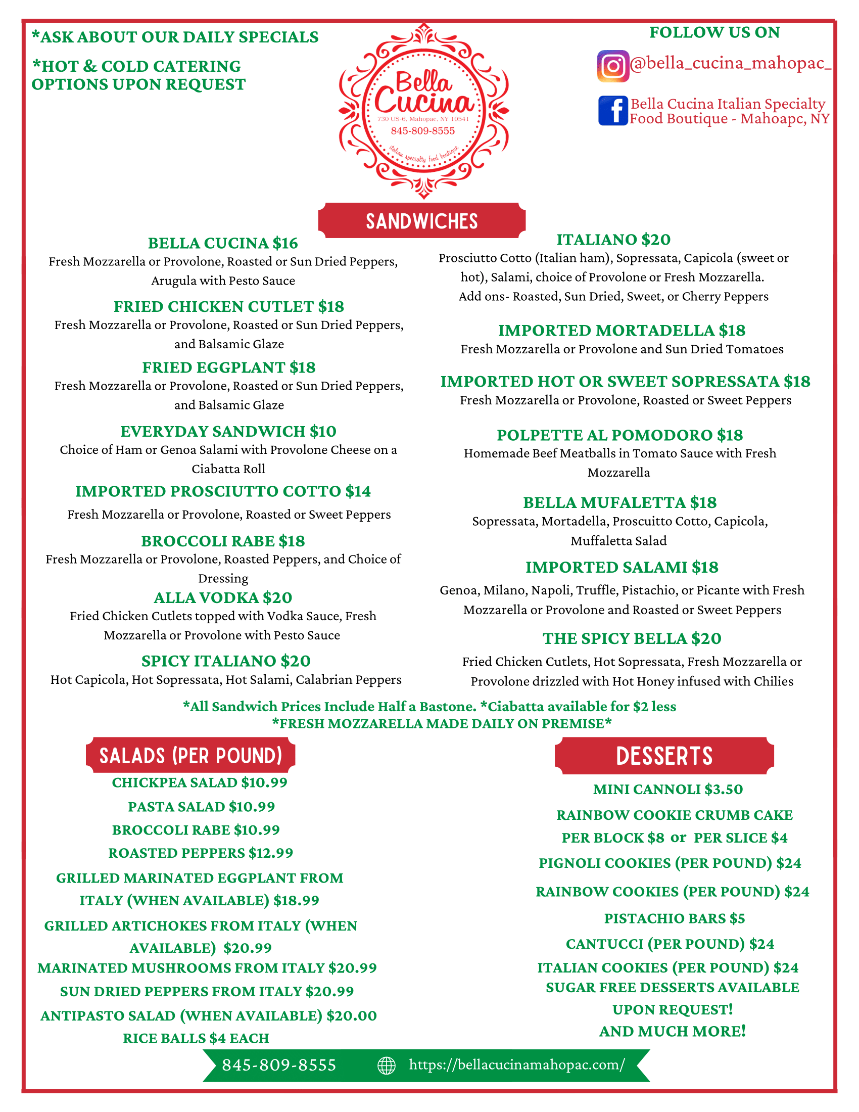 Online Ordering Menu – Bella Cucina